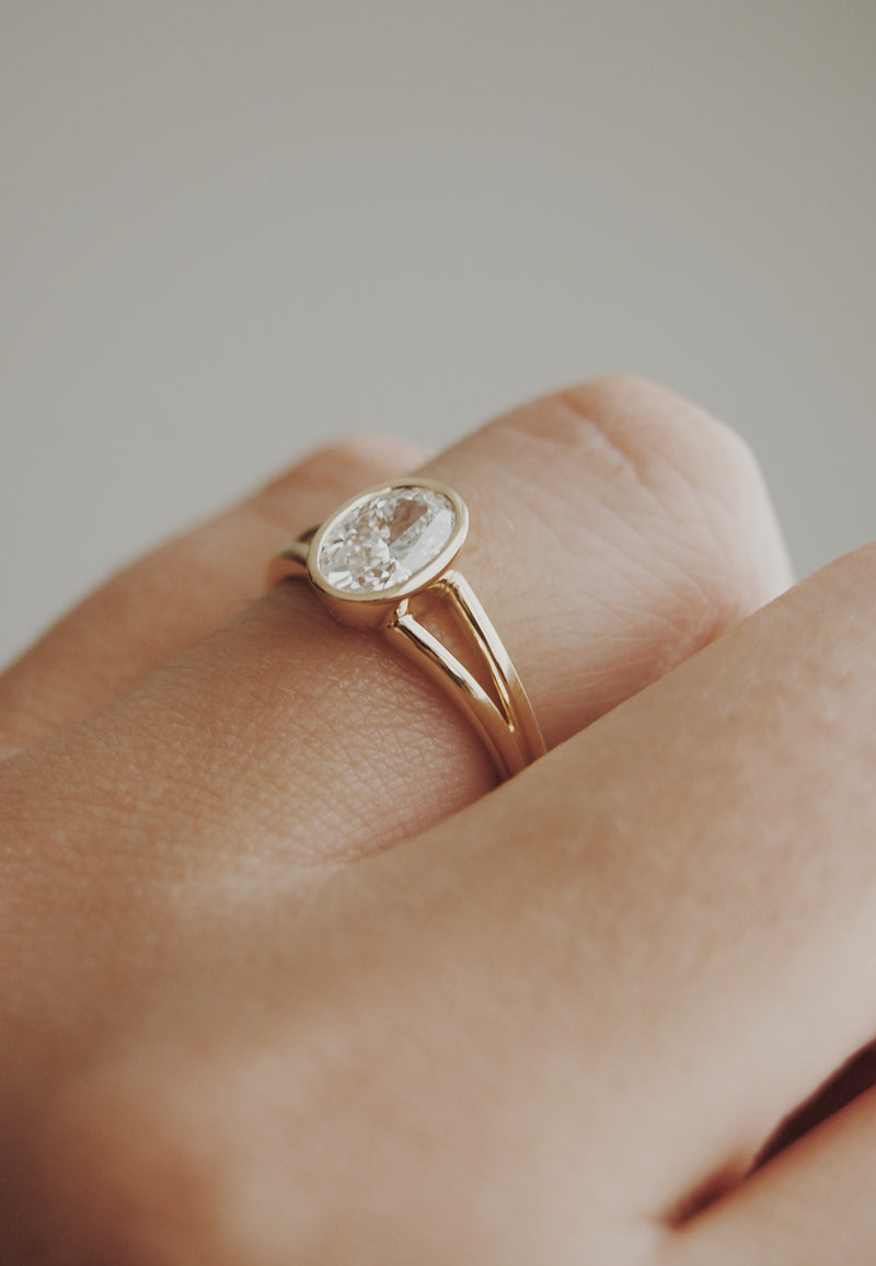 Mabel Bezel Split Shank Engagement Ring – Olive Branch Jewelry